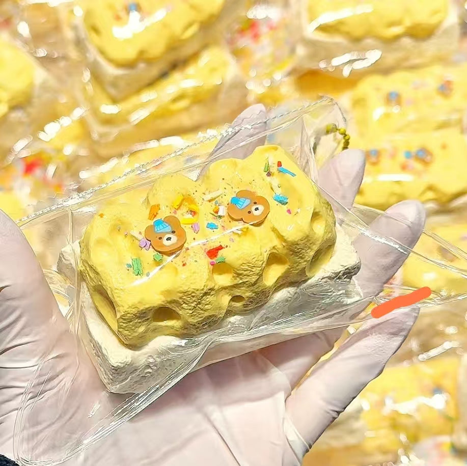 little cute yellow cake squishy toy – MEOW SQUISHYS